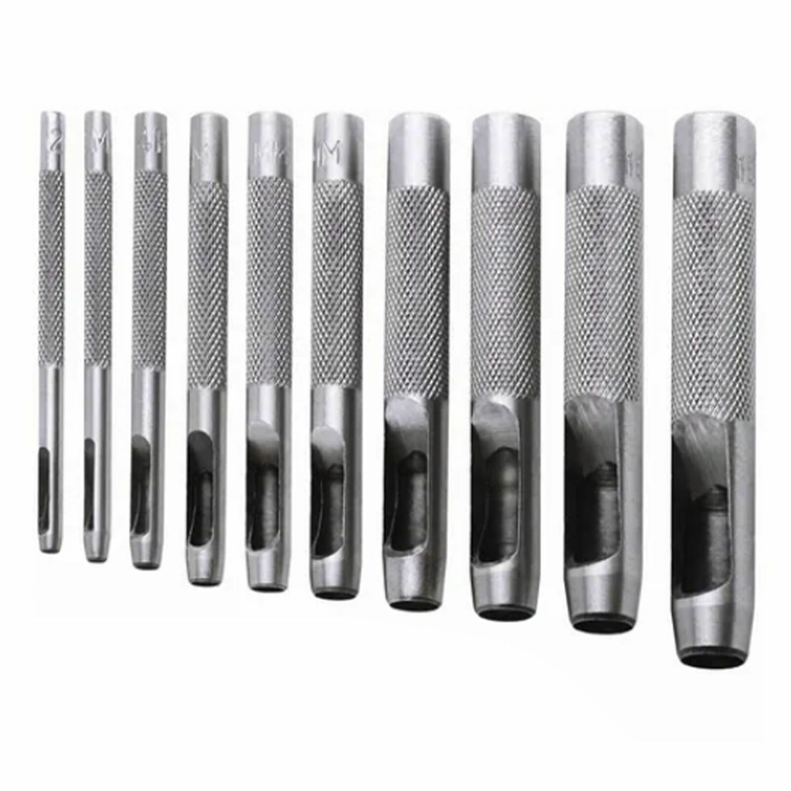 Набор из 10 пробойников для кожи и ремней, диаметры 1-10 мм