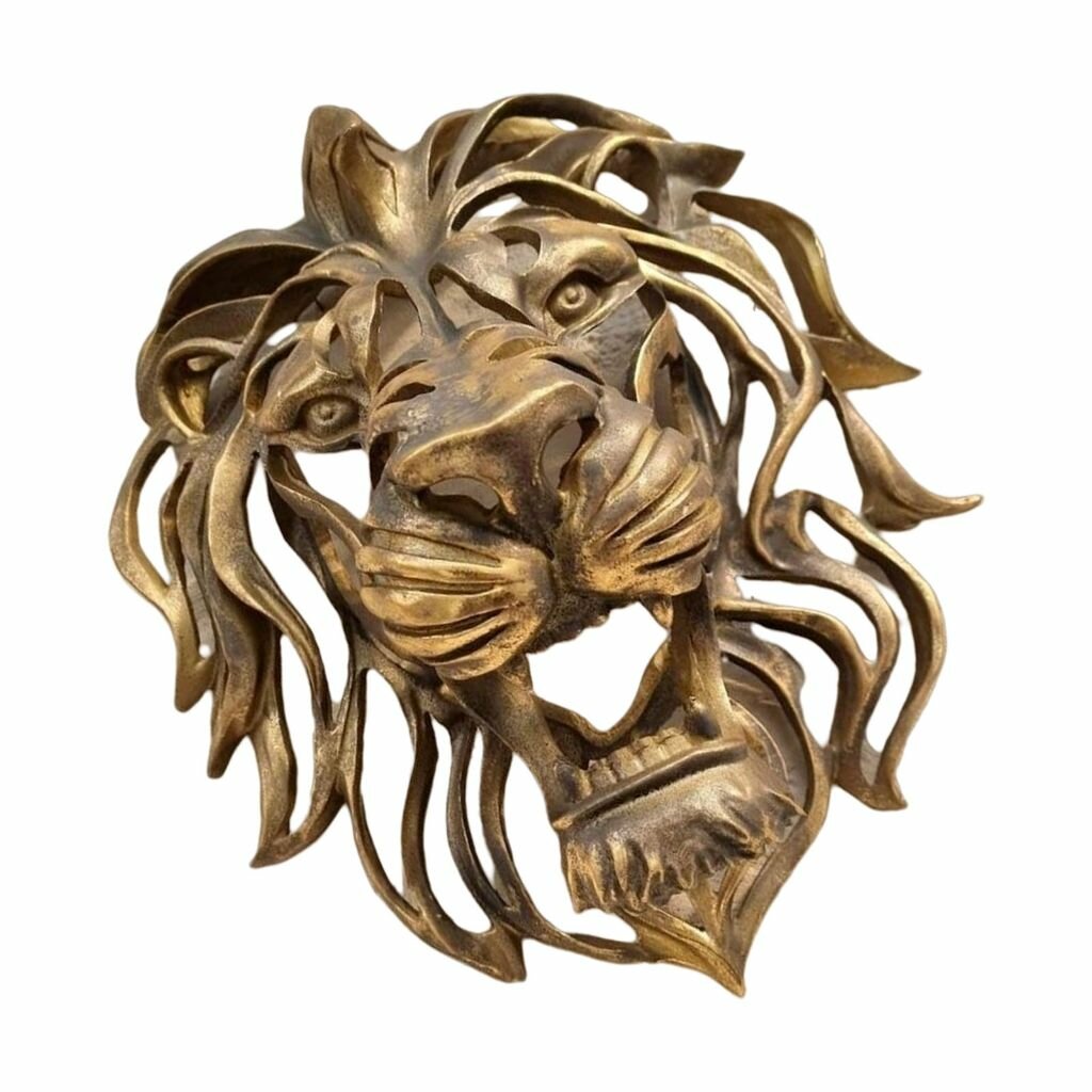 Статуэтка, (1шт) Настенная художественная металлическая скульптура с головой льва-лев-большой
