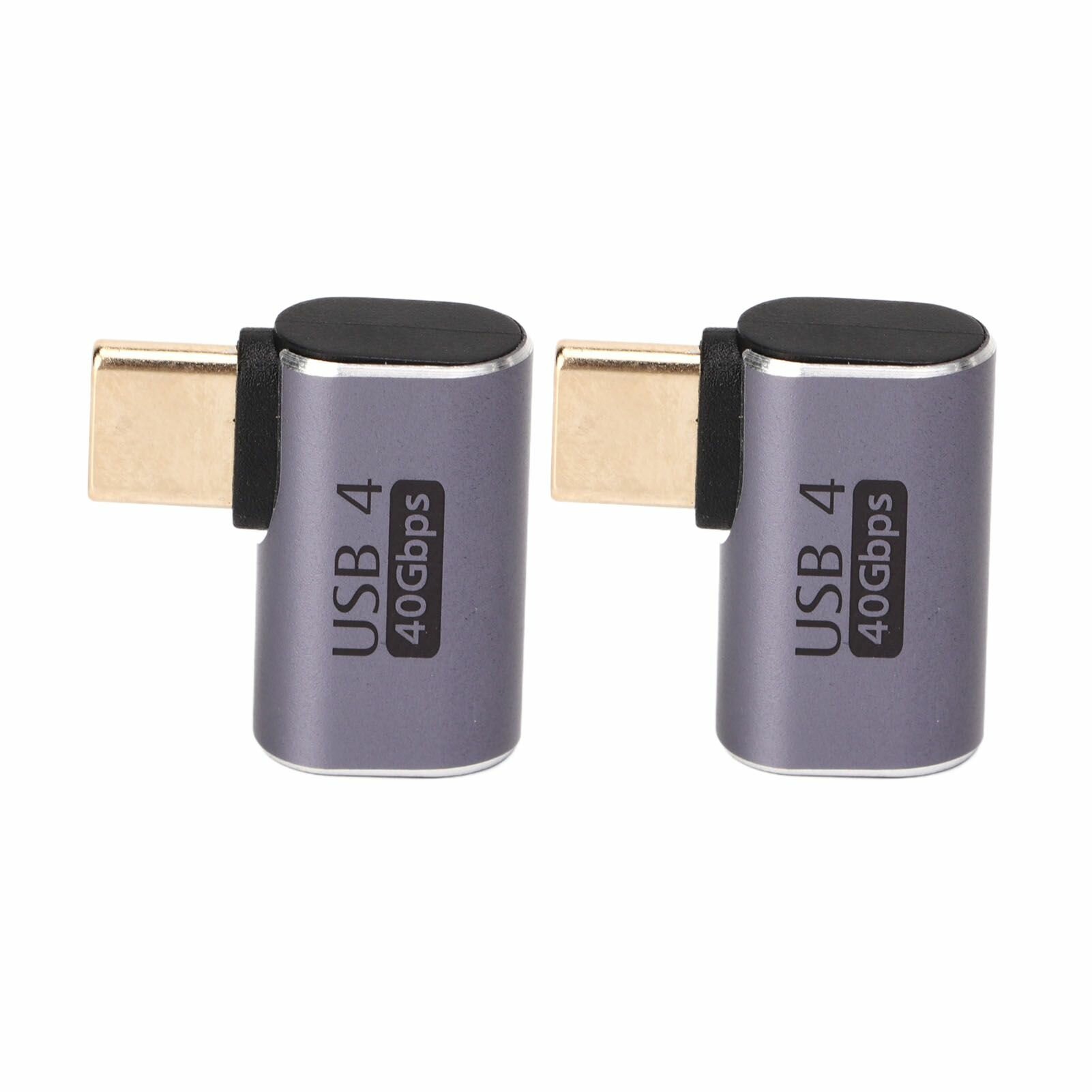 2 шт. угловой адаптер USB Type C с мужским и женским разъемом, 40 Гбит/с, поддержка 100W, для передачи и зарядки