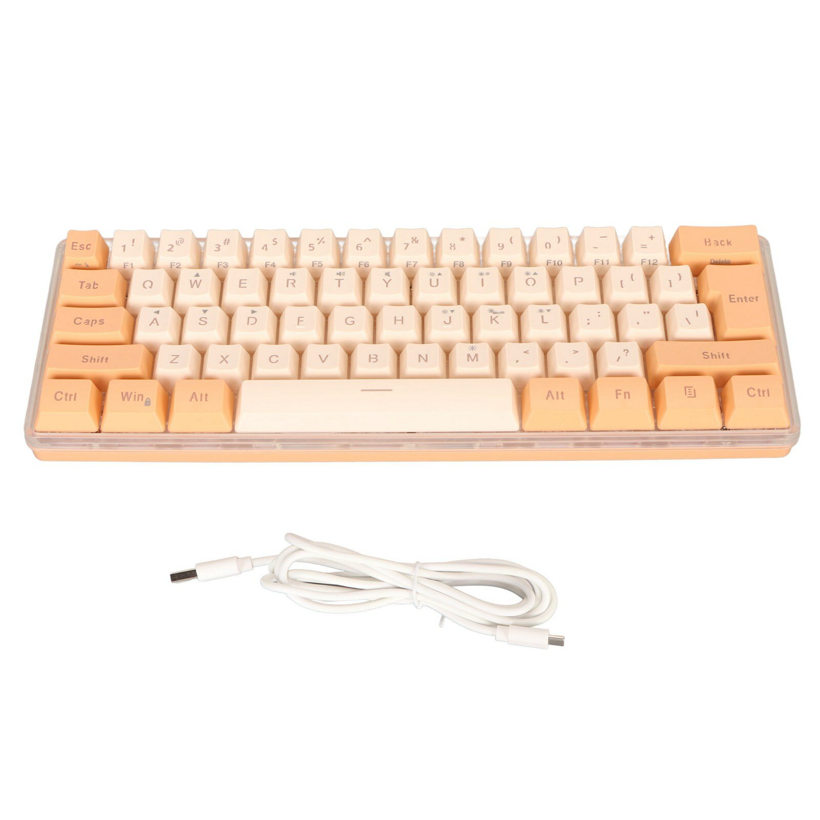60% проводная игровая клавиатура RGB Mini Keyboard Имитированная механическая техника Compact 61 клавиша клавиши для Gamer Typist Orange Yellow