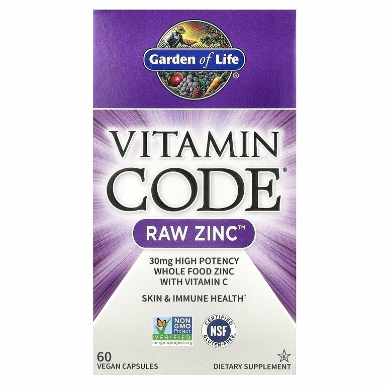 Garden of Life, Vitamin Code Raw Zinc, Цинк, 60 капсул
