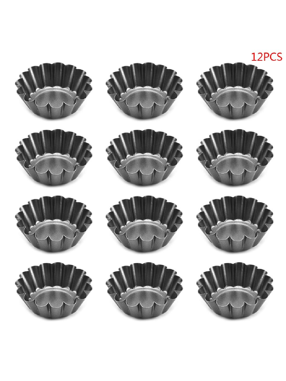 12 шт. железных форм для выпечки с плоским дном, форма для пудинга в форме хризантемы, форма для яичного тарта, гаджет для выпечки торта