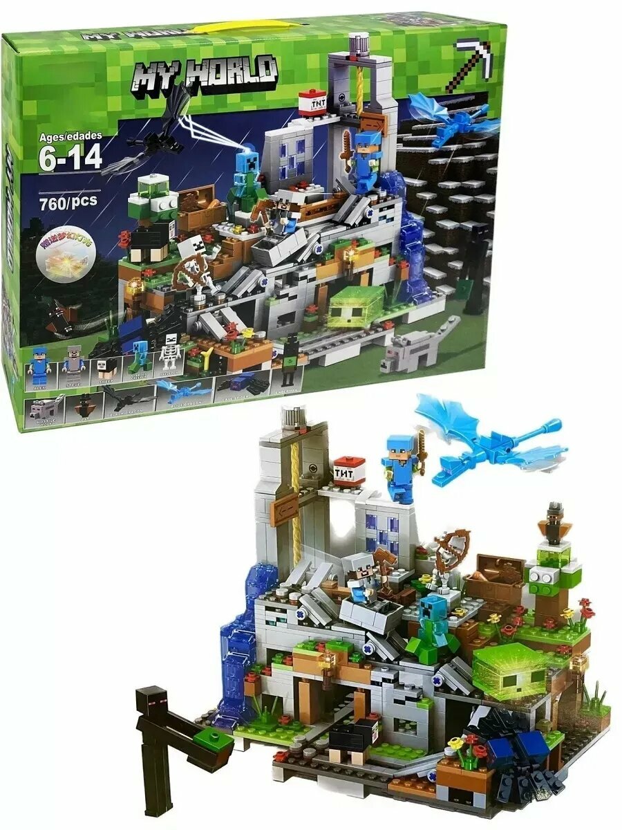 Конструктор Майнкрафт Горная пещера (Пещера Майнкрафт), 760 деталей