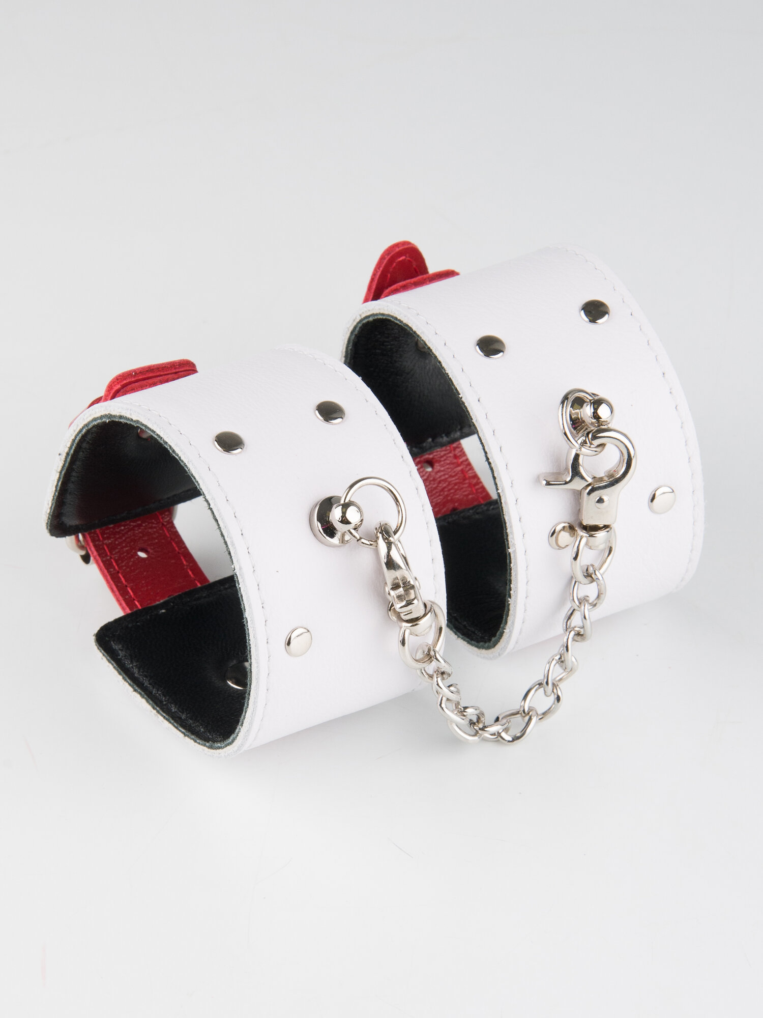 Наручники Fire Horse bdsm, белая натуральная кожа, кольцо и металлическая сцепка, оковы эротик, 012-018