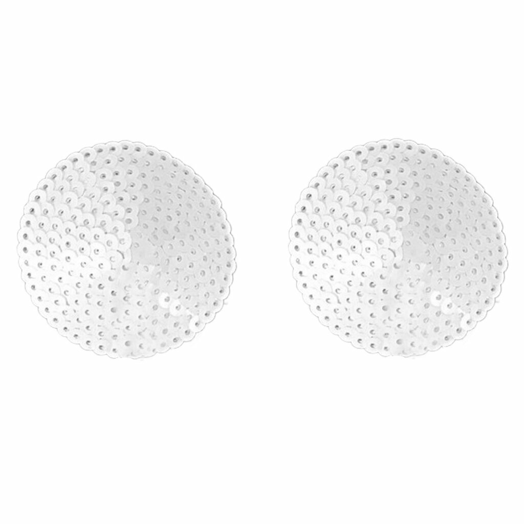 Молочная наклейка с кисточкой с блестками-круглая с серебряными блестками