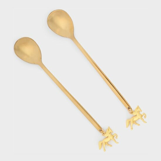 Ложка десертная Anna Lafarg Horse Лошадь 2 шт, 15 см, сталь, шампань (ANLAF-QFS-57)