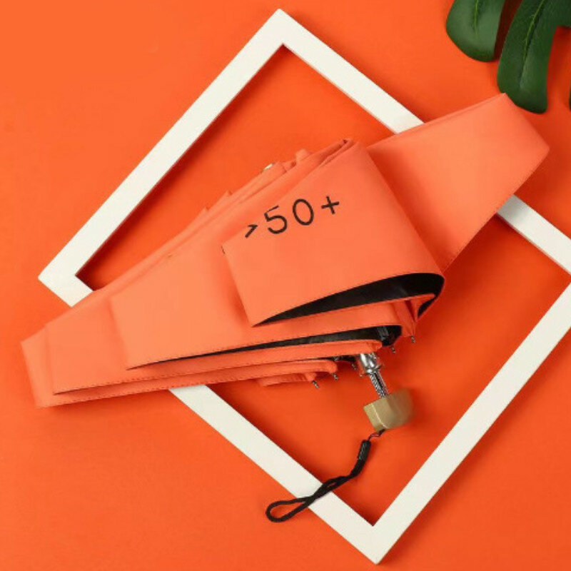 Зонтик взрослый элегантный легкий с высоким уровнем защита uv настраиваемый дизайн оранжевый