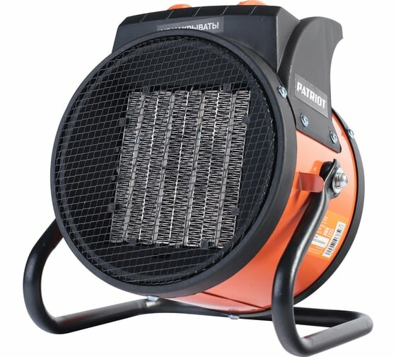 Тепловентилятор электрический PATRIOT на 2.0 кВт, 220 В, PTR-3S, с терморегулятором, керамическим нагревательным элементом PTC, шнур с евровилкой