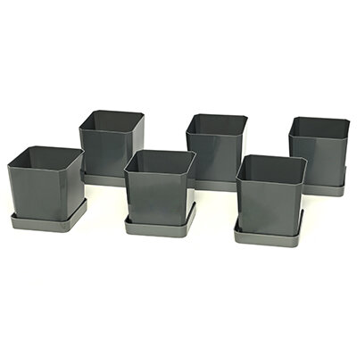 Горшки 0,5 л для рассады с поддоном (цвет антрацит) 6 шт.