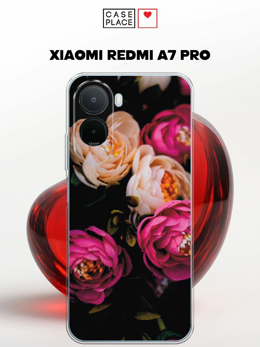 Чехол на Xiaomi Redmi A7 Pro/Poco C81 Pro / Сяоми Редми A7 Про/Поко C81 Про с принтом Бордовые пионы