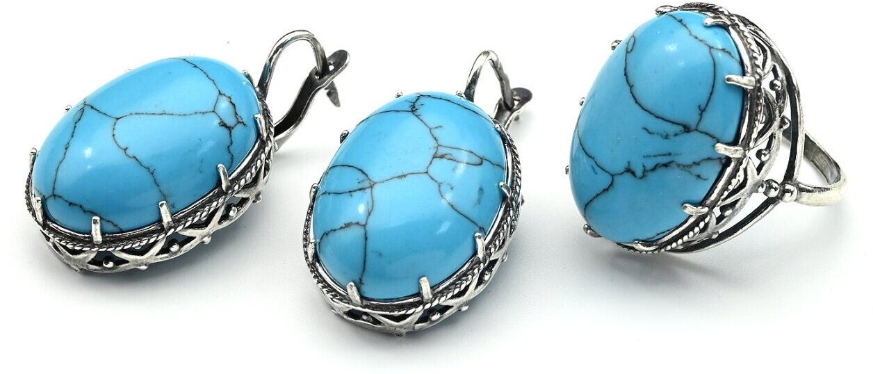 Комплект бижутерии, бирюза