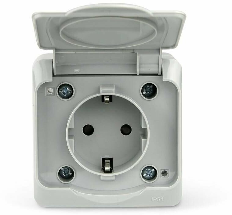 Розетка 1-м ОП Nix 16А IP54 250В с заземл. с крышкой сер. TOKOV ELECTRIC TKE-NX-R1Z-C06-IP54