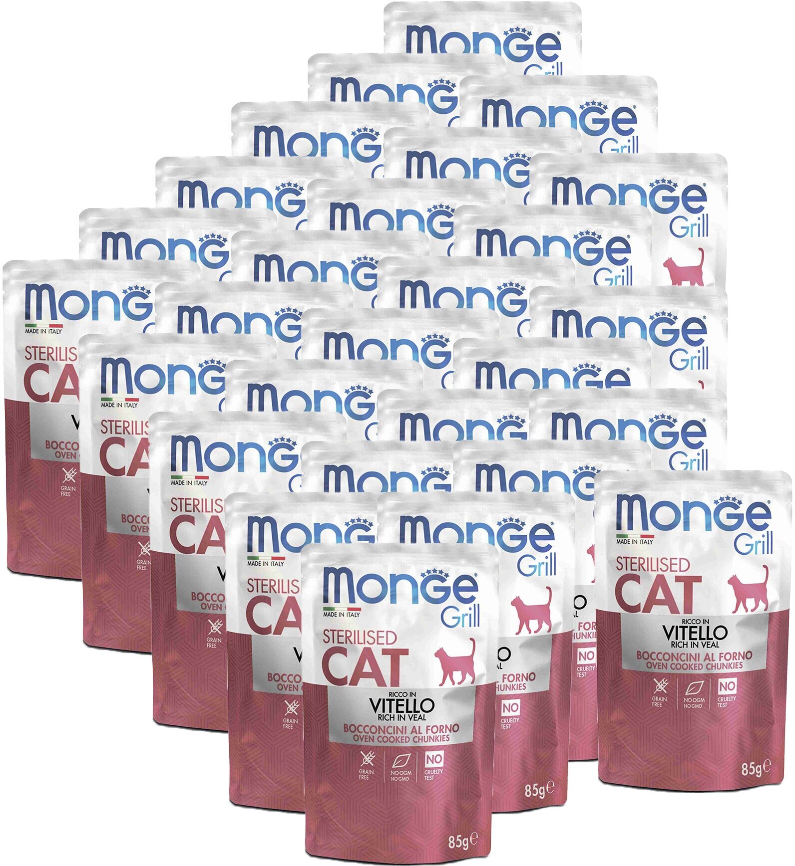 Monge Cat Grill Pouch паучи для стерилизованных кошек итальянская телятина 85г х 28 шт.