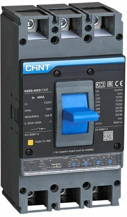 Выключатель автоматический 3п 400А 70кА NXMS-400H с электрон. расцеп. (R) CHINT 845726