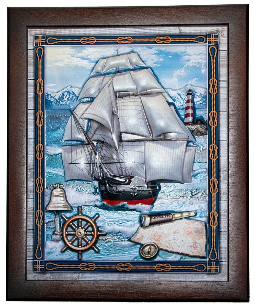 Ключница "парусник" дерево, латунная фурнитура, цвет орех. Ключница настенная