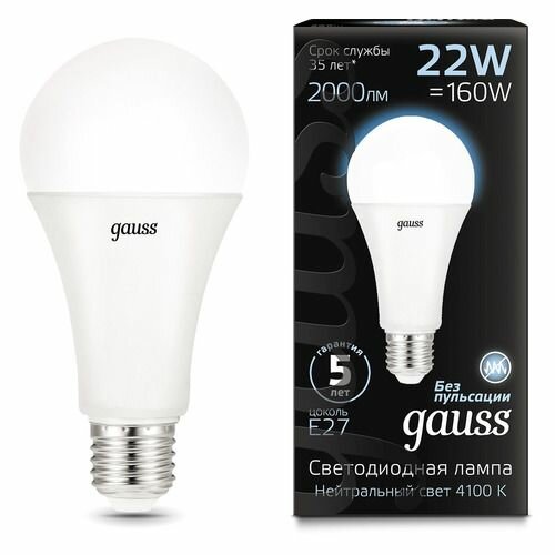 Упаковка ламп LED GAUSS E27, шар, 22Вт, 10 шт. [102502222]