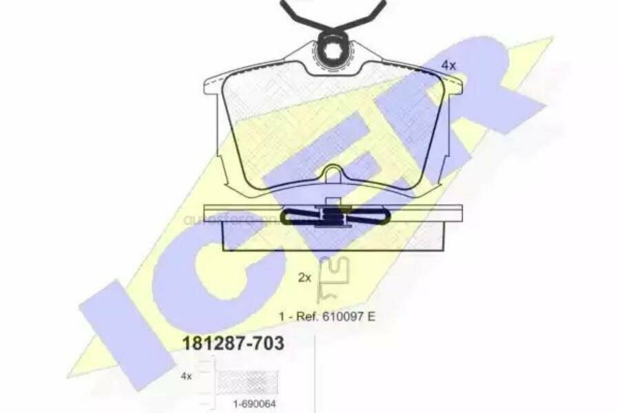 ICER 181287703 181287-703 колодки дисковые задние !\ Honda Accord 1.6i-2.3i/2.0TDi 98>