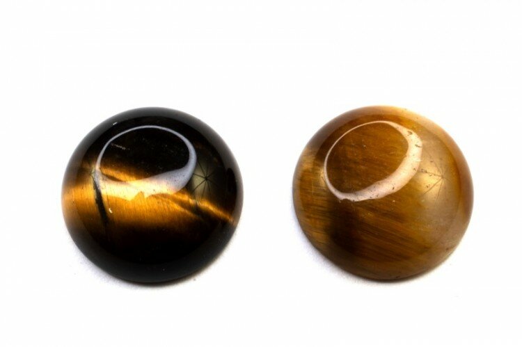 Кабошон круглый 16мм, Тигровый глаз, оттенок коричневый, 2023-013, 1шт