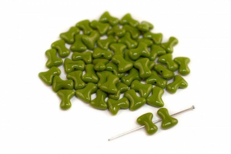 Бусины Tee beads 2х8мм, отверстие 0,5мм, цвет 53420 зеленый непрозрачный, 730-005, 10г (около 50шт)