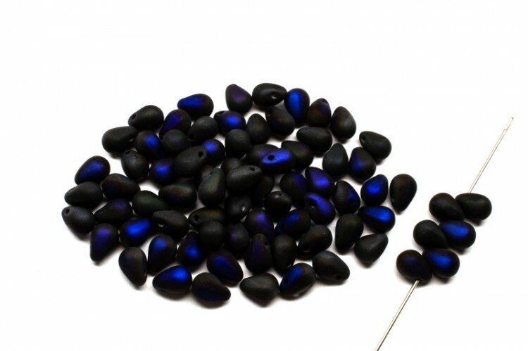 Бусины Side Drill Tear Drop 6х4мм, отверстие 0,8мм, цвет 23980/22273 Azuro непрозрачный матовый, 754-055, 10г (около 70шт)