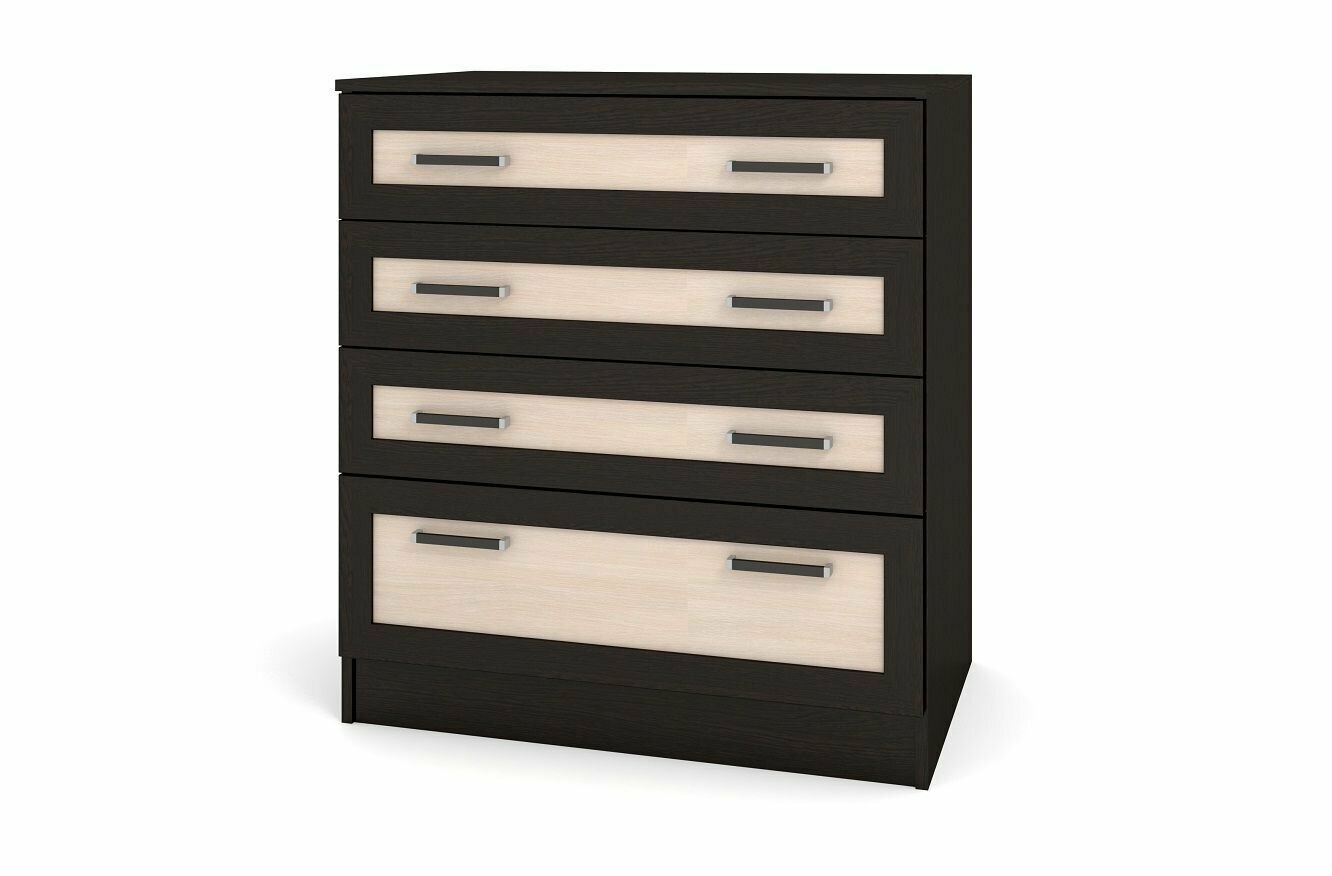 Комод К-2 80х50х90 4 ящика, венге цаво, дуб млечный, рамка квадро