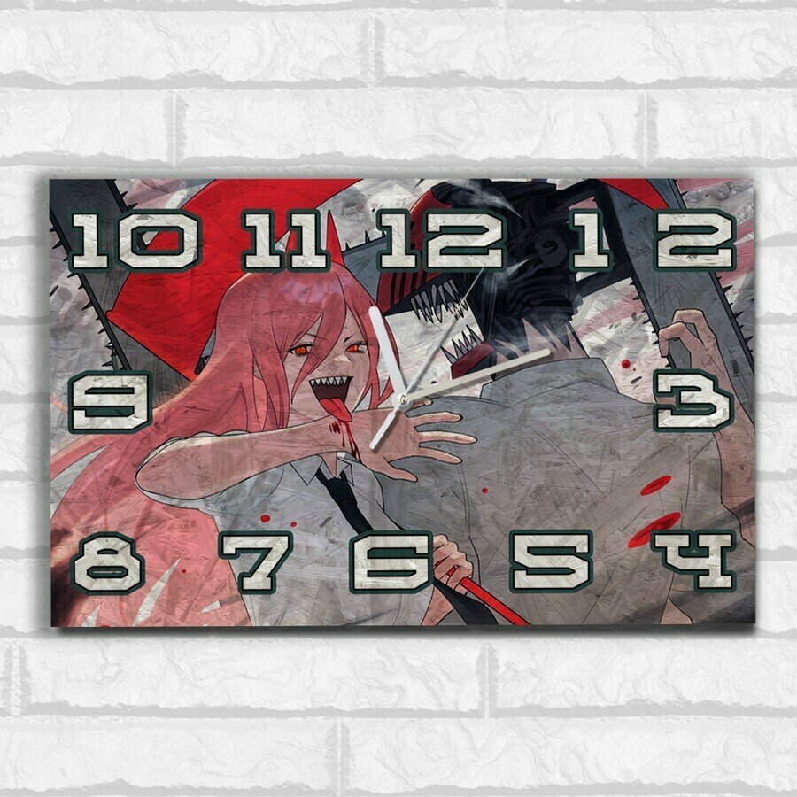 Настенные бесшумные часы ОСП, аниме Chainsaw Man - 4513