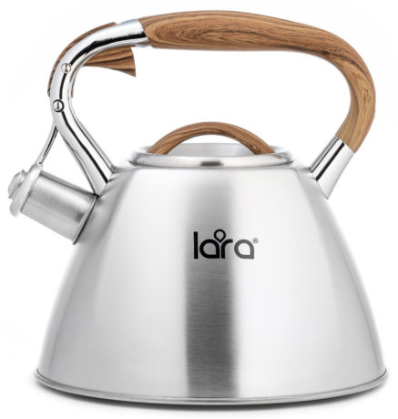 Чайник для плиты Lara / Лара LR00-66 со свистком, из нержавеющей стали, хром, 2.8л / кухонная посуда для всех видов плит