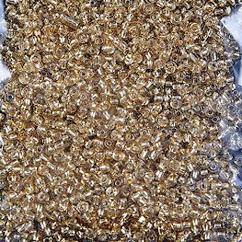 Бисер AS-22T светло-золотой блестящий прозрачный (11/0) 2.1 мм 20 г, цена за 1 уп.