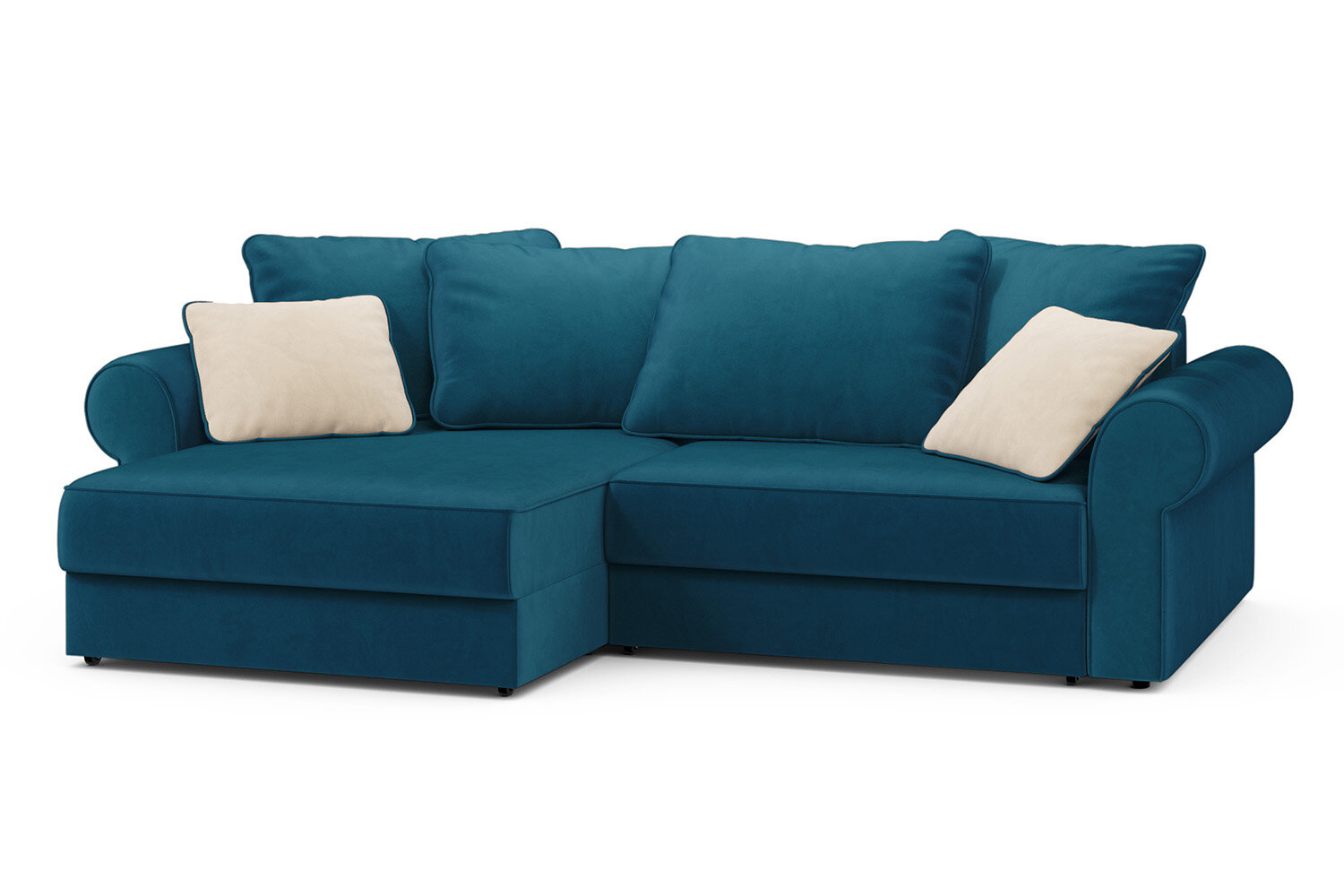 Угловой диван-кровать SOLANA Флоренция, велюр, 249х90х167, с универсальным углом, цвет синий