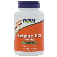 Now Foods Betaine HCL 648 мг 120 капсул, срок годности 05/2026