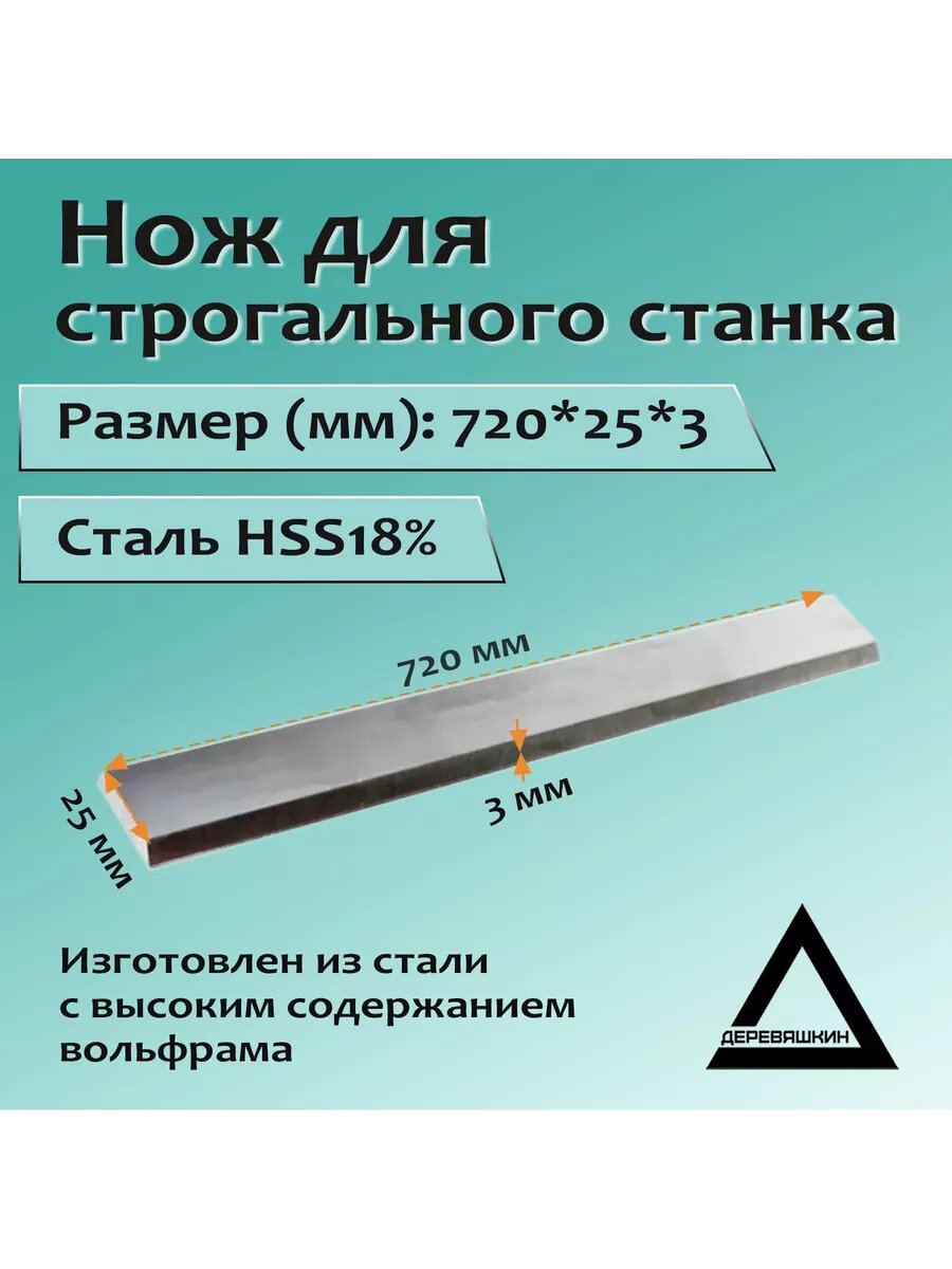 Нож для строгального станка 720x25x3 HSS18%