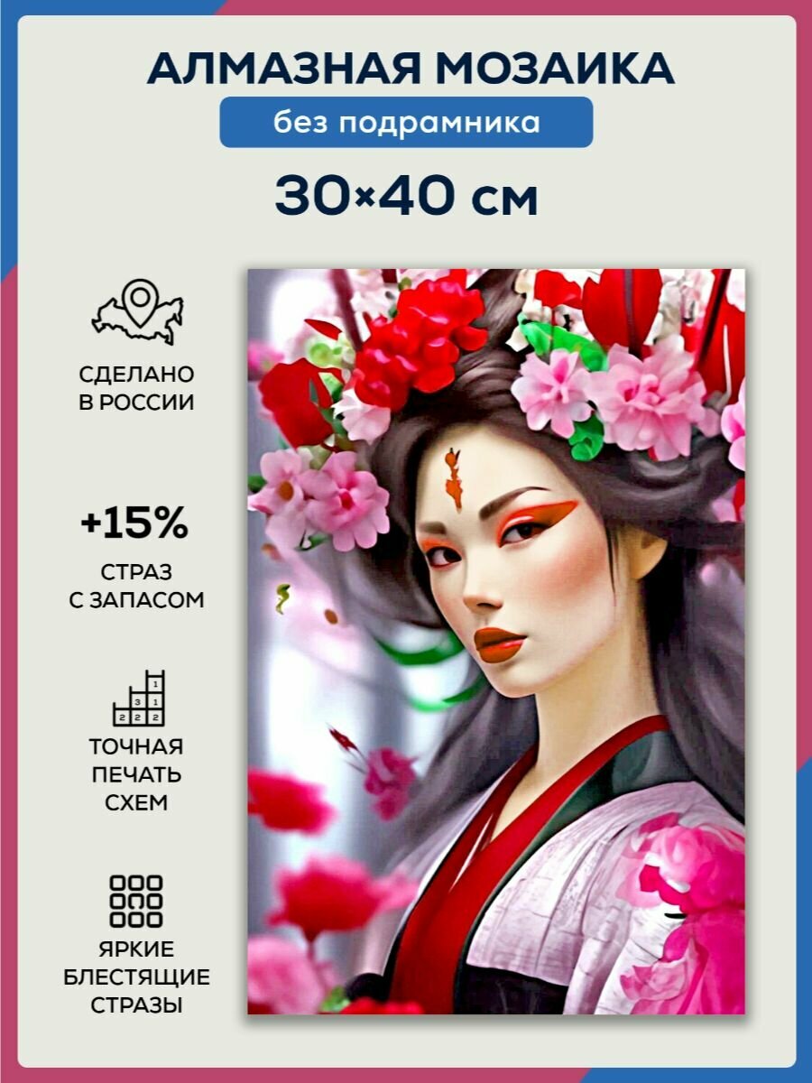 Алмазная мозаика 30x40 Яркая девушка без подрамника
