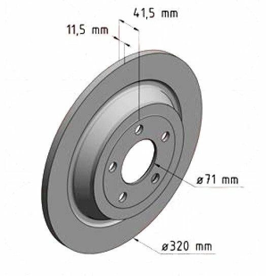 Диск тормозной FORD MUSTANG 2.3/5.0 2014- (320x11,5mm) задний не вентилируемый/GR3Z2C026D