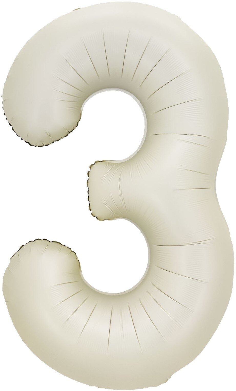 Шар (32'/81 см) Цифра, 3, Кремовый, Сатин, 1 шт. в уп.