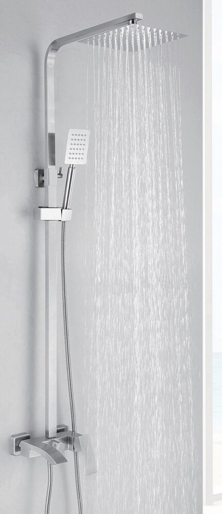 Душевая система с тропическим душем из латуни Vieir V303562 цвет хром