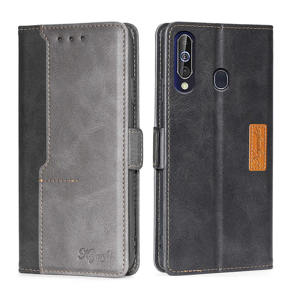 Чехол-книжка MyPads для Samsung Galaxy A60 ( SM-A606F) / M40 (SM-M405F) / Самсунг А60 / М40, смешать два цвета (черный + серый)