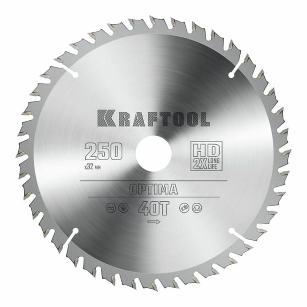 Диск пильный по дереву 250х32мм 40Т Kraftool Optima 36951-250-32