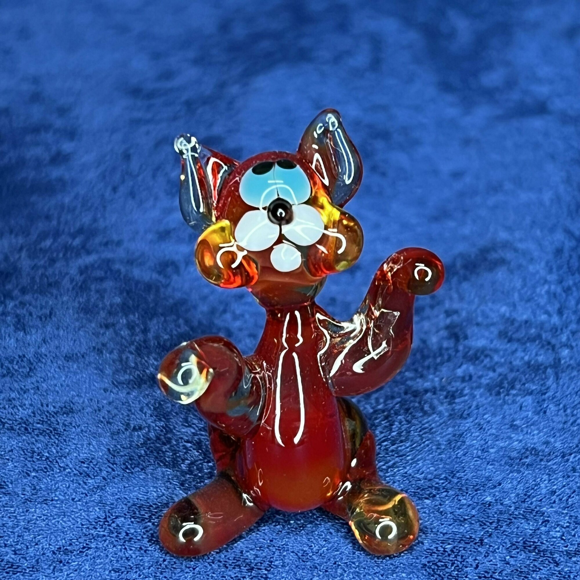 Фигурка стеклянная "Кот" Бордовый