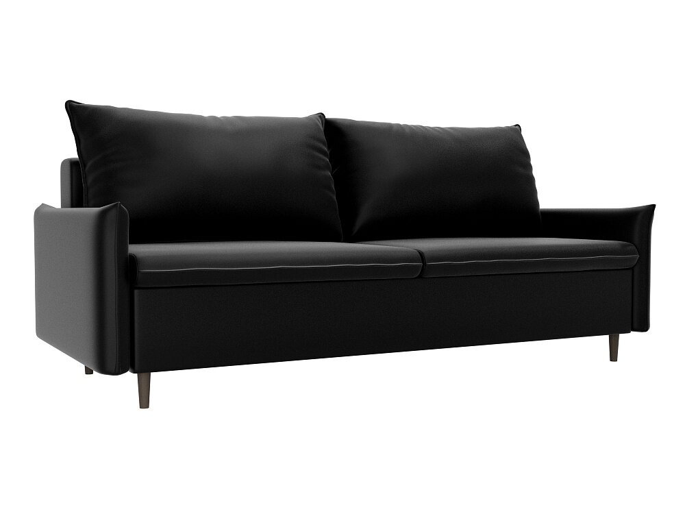 Прямой диван Хьюстон Черный Экокожа, еврокнижка, 220х100х90 см, с ящиком для белья
