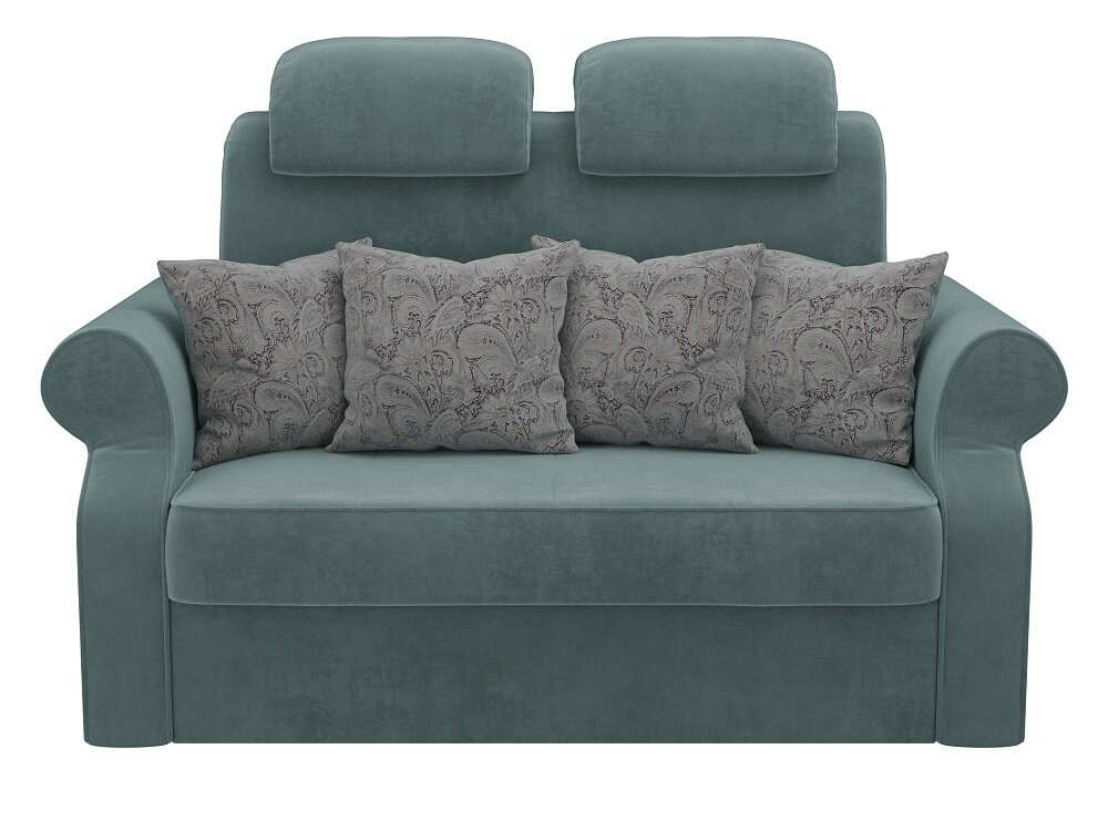 Прямой диван Соло Бирюза Велюр, аккордеон, 155х100х90 см, с ящиком для белья