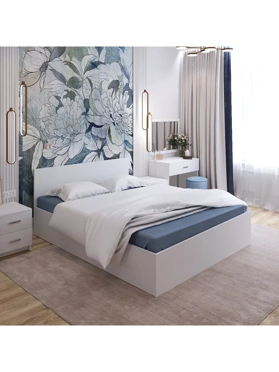 Кровать КМК, ортопедическая, двуспальное место, белая, 160x200