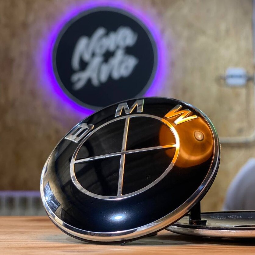 Эмблема значок шильдик логотип БМВ BMW 82мм черный 103334-10