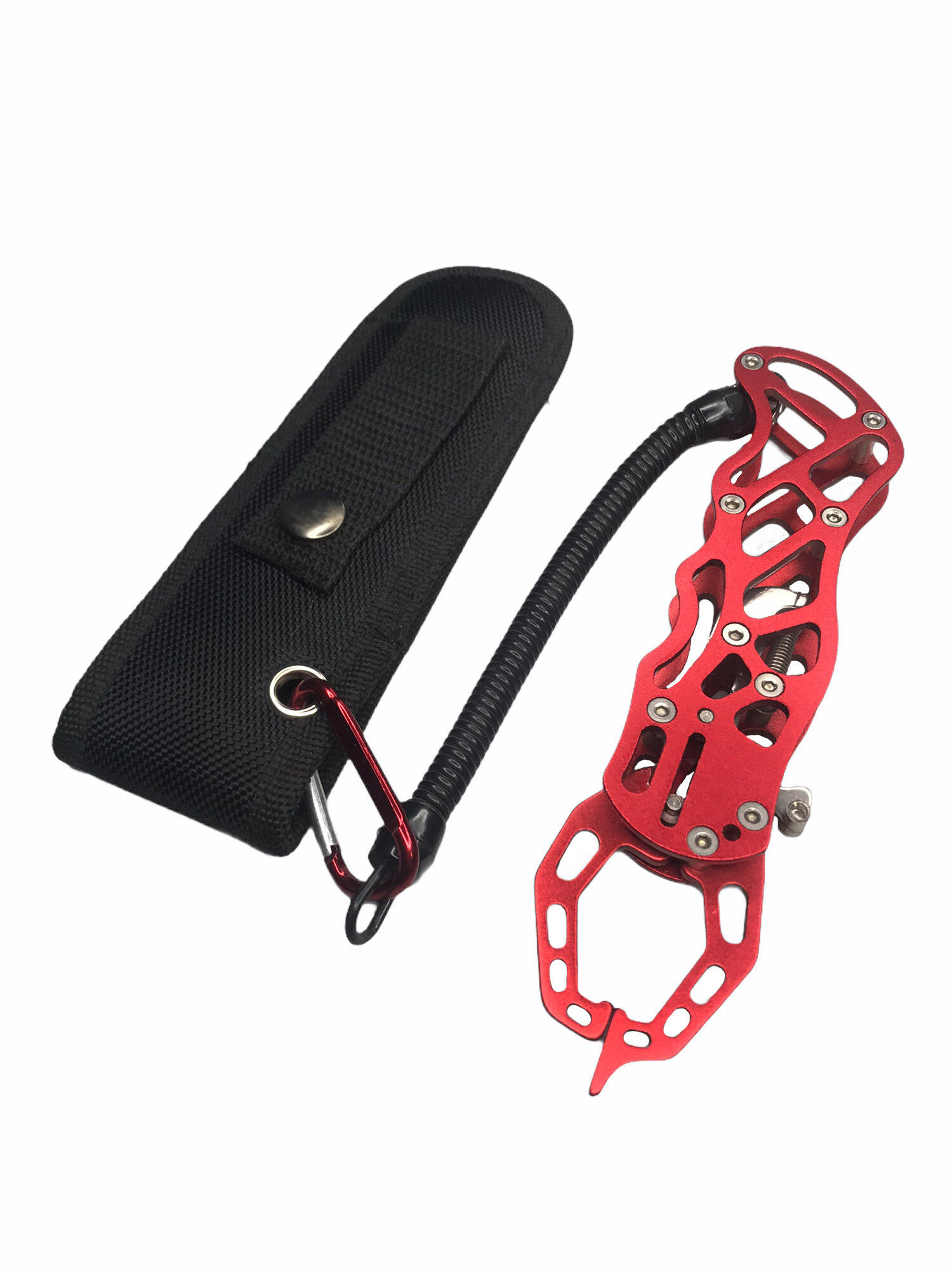 Рыболовный захват для рыбы (Липгрип) из алюминиевого сплава (красный с чехлом)