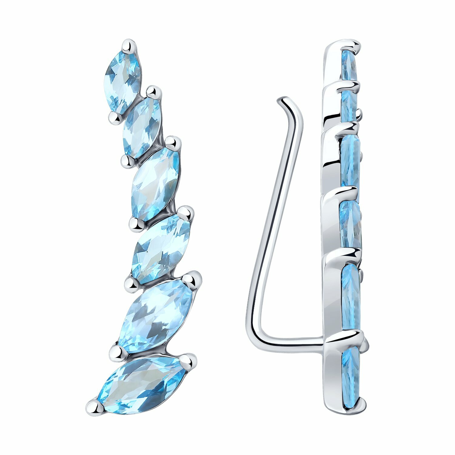 Серьги, серебро, 925 проба, топаз