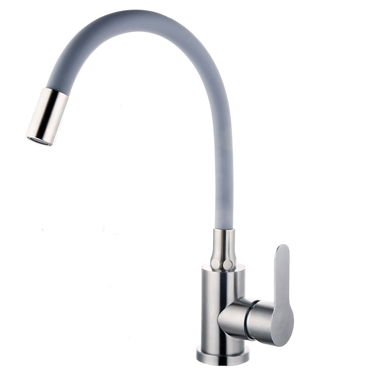 Смеситель для кухни Fashun A54101-12 с гибким изливом, сатин/серый