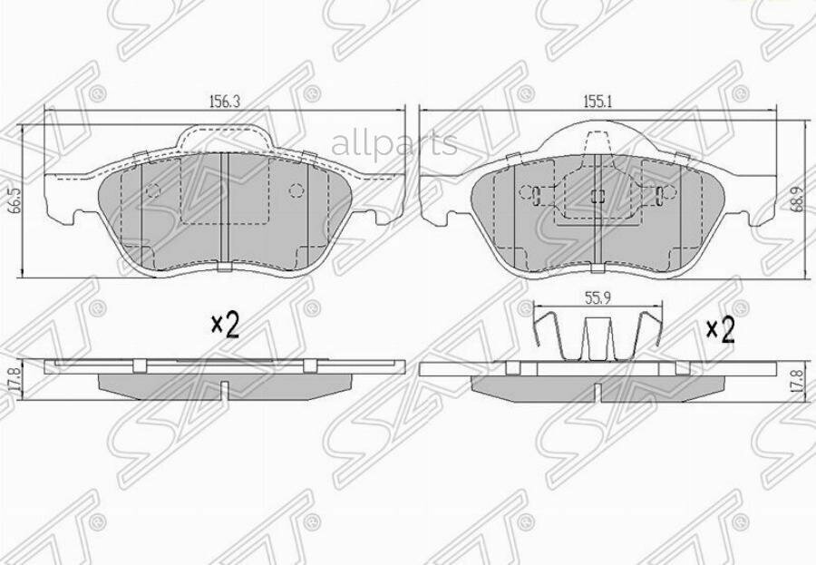 SAT ST-7701208183 Колодки тормозные (Спереди) Renault Clio 05-11 / Grand Scenic 04-09