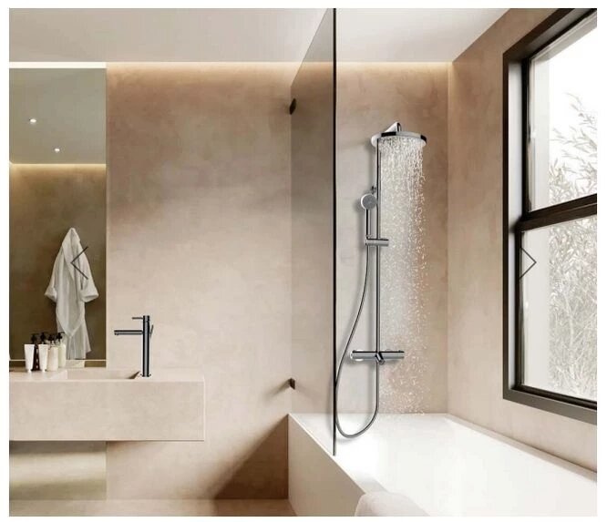 Душевая стойка Bossini ELIOS с термостатическим смесителем для ванны, верхний душ Ø250 мм. ручной д L10402.1.030