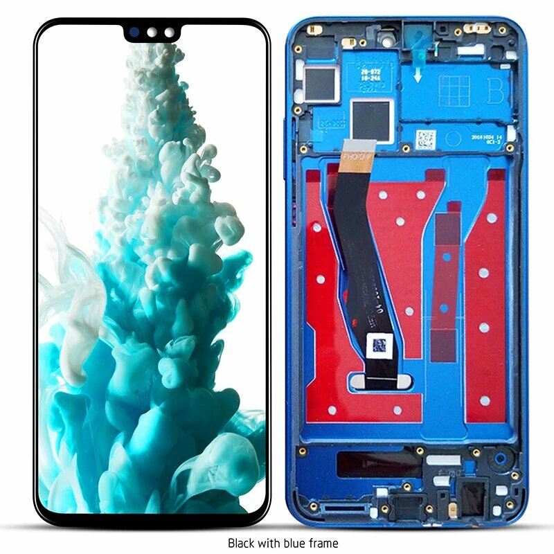 ЖК-дисплей для Huawei Honor 8X, сенсорный экран с дигитайзером в сборе для 6,5 'Honor 9X Lite/View 10 Lite с заменой рамки Blue with frame
