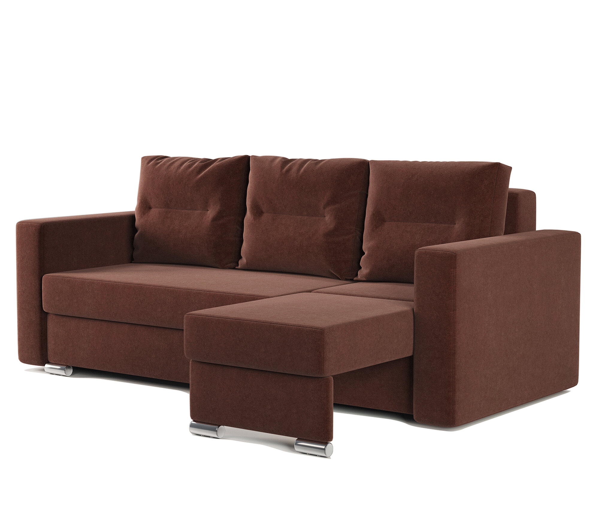 Угловой диван трансформер Рио правый велюр Дрим шоколад