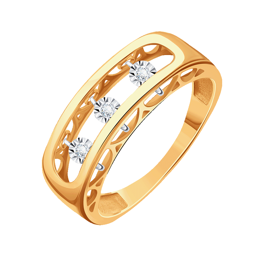 Кольцо, красное золото, 585 проба, бриллиант